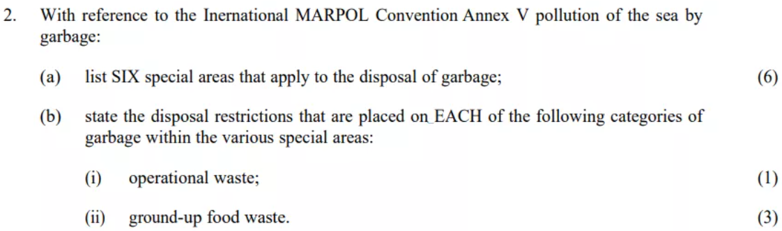 CHIEF ENGINEER Unit 5 MARPOL – Garbage Q3 – SVE Study